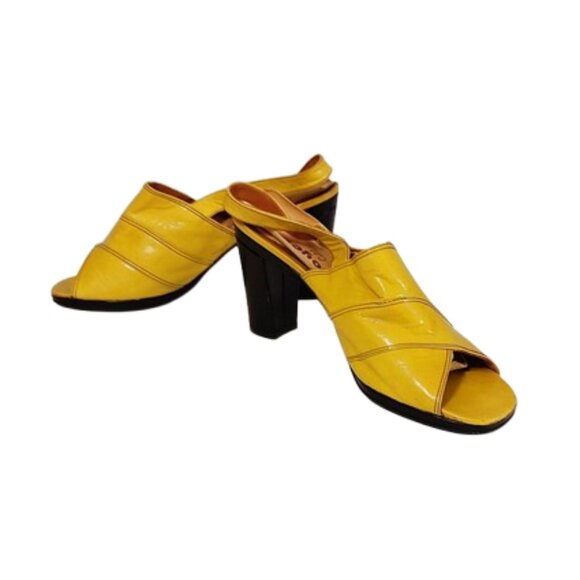 Vintage | Shoes | 97s Vintage Bright Yellow Unworn Leather Shoes With ...
